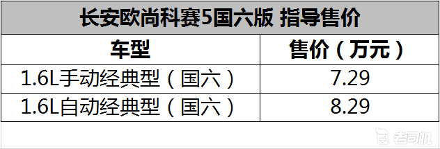 1.6L+4AT 科赛5国六版售7.29万起_凤凰网汽车_凤凰网