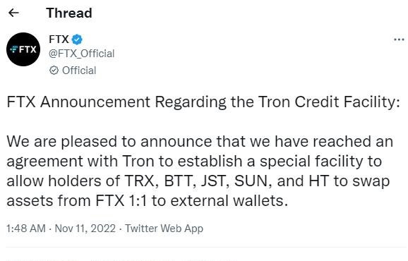 FTX的“白衣骑士”出现了？孙宇晨：Tron可能准备提供数十亿美元的援助_凤凰网