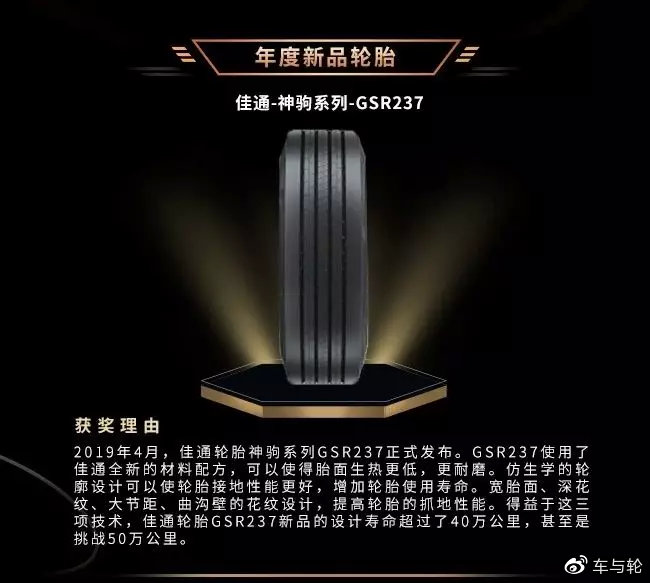 佳通GSR237荣获“年度新品轮胎”奚仲奖__凤凰网