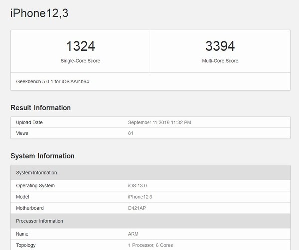 iPhone 11 Geekbench跑分曝光 A13芯片表现怎么样？_凤凰网