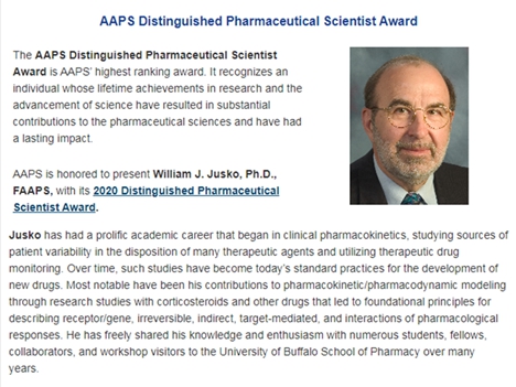 2020年AAPS获奖公布，康芝药业老朋友William Jusko获“药剂科学家杰出成就奖”_凤凰网