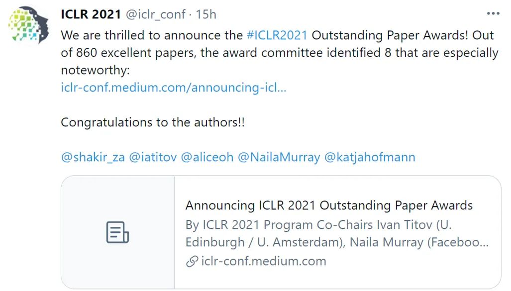ICLR 2021杰出论文公布：清华、上财校友一作获奖_凤凰网科技_凤凰网