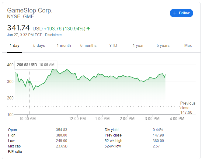 美国散户大战华尔街对冲基金，GameStop股价一月暴涨685%_凤凰网