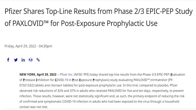 辉瑞口服新冠药Paxlovid用于成人暴露后预防效果不佳_凤凰网