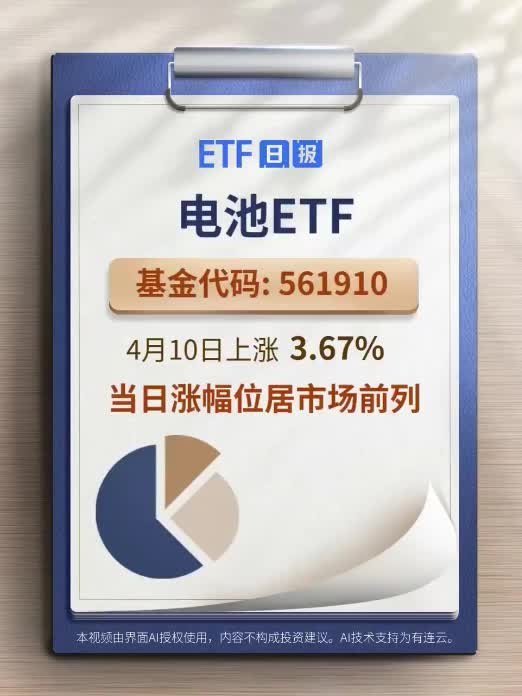 电池ETF（561910）4月10日上涨3.67%，当日涨幅位居市场前列_凤凰网视频_凤凰网