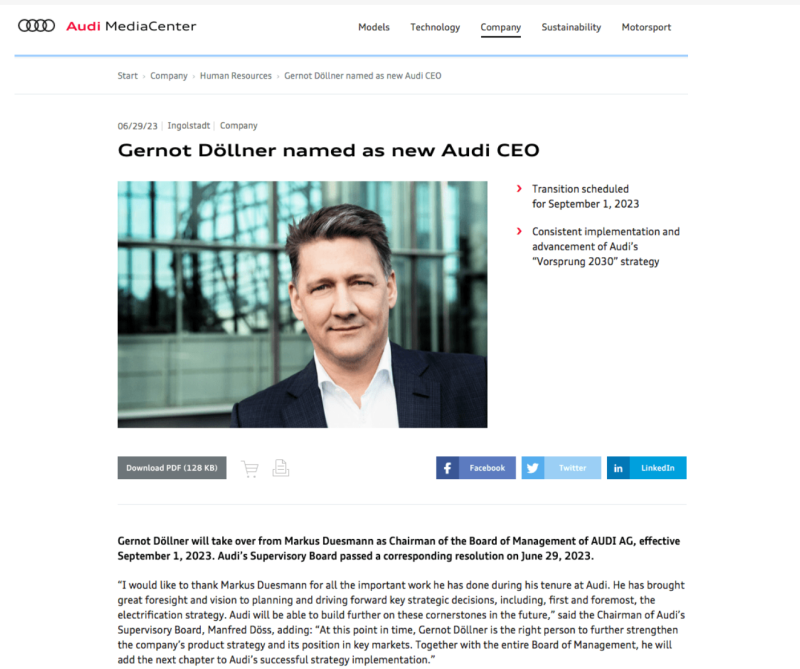 奥迪全球CEO换帅 或因市场表现不及预期_凤凰网汽车_凤凰网