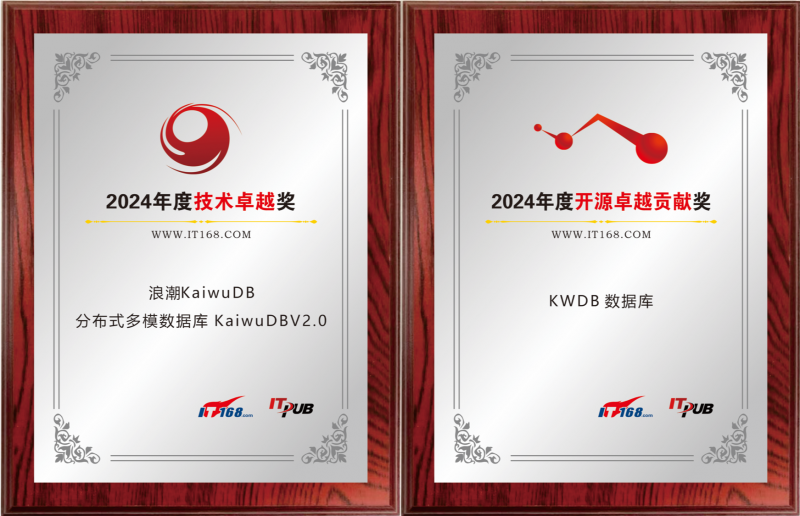 浪潮KaiwuDB 荣获 IT168 2024年度“技术卓越奖”及“开源卓越贡献奖”_凤凰网
