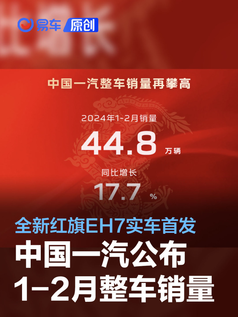 中国一汽公布2024年1-2月整车销量 红旗EH7实车首发_凤凰网汽车_凤凰网