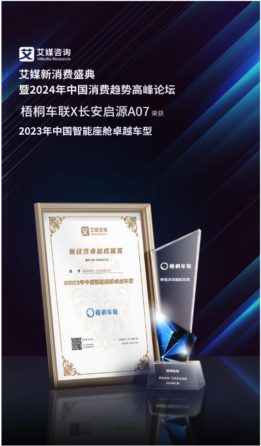 梧桐车联助力长安启源A07荣膺“2023年中国智能座舱卓越车型”大奖_凤凰网