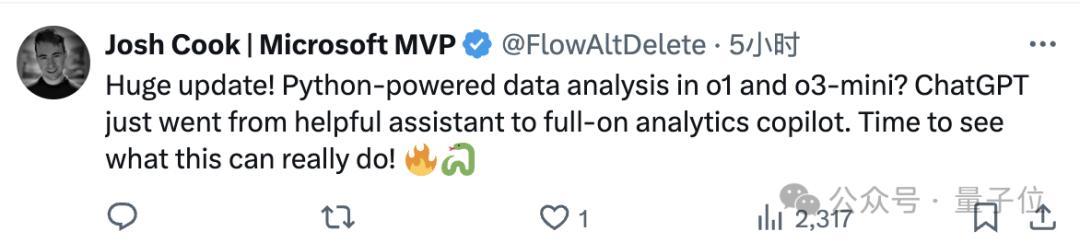 ChatGPT再进化：o1支持调用Python分析数据，网友：已经成为Copilot了