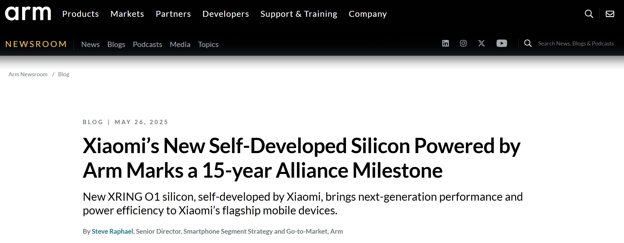 Arm发文删掉“定制”字样，称玄戒O1是小米自研_凤凰网