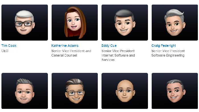 WWDC21 在即，苹果官网更新管理层页面：全员用 Memoji 替代照片_凤凰网