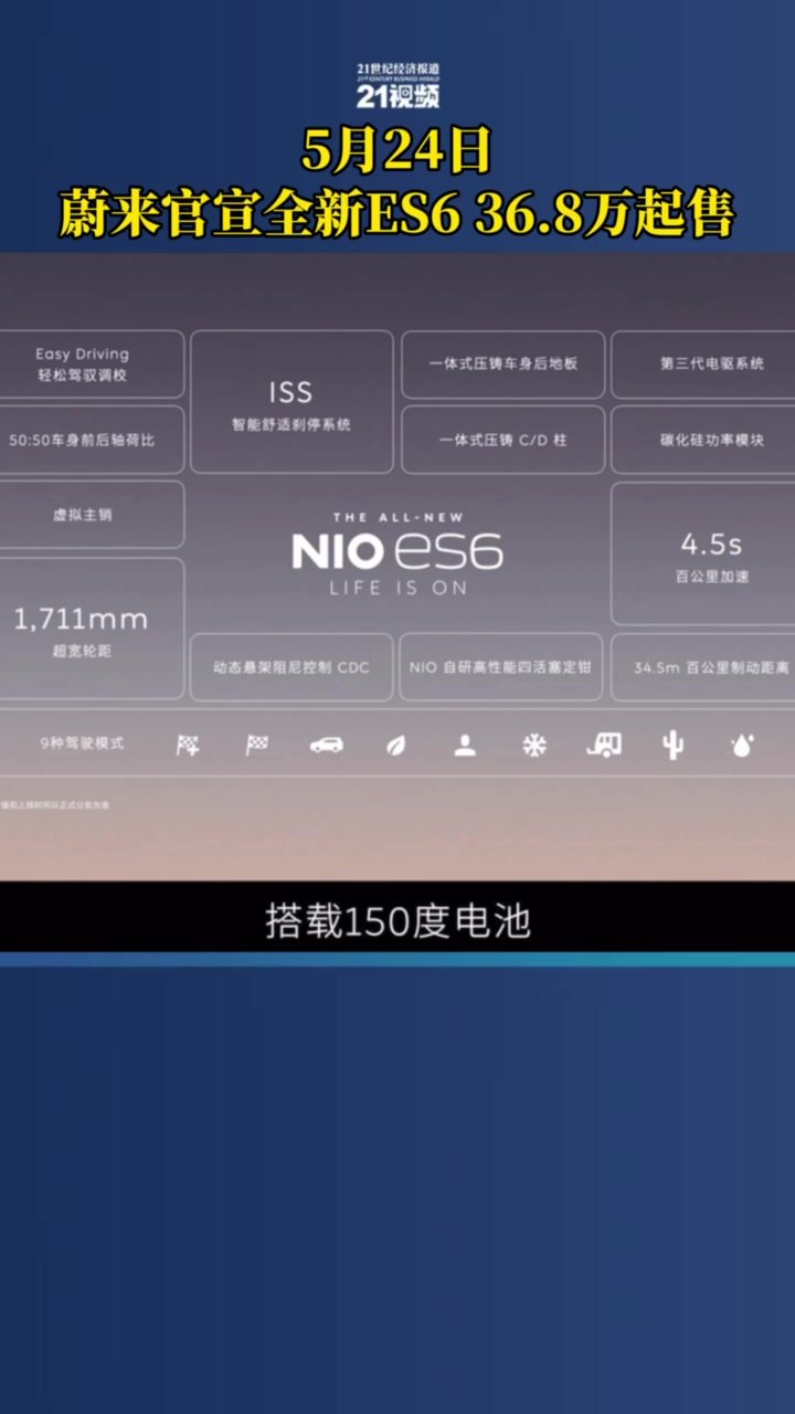 21汽车视频｜蔚来全新ES6上市：36.8万元起售_凤凰网视频_凤凰网