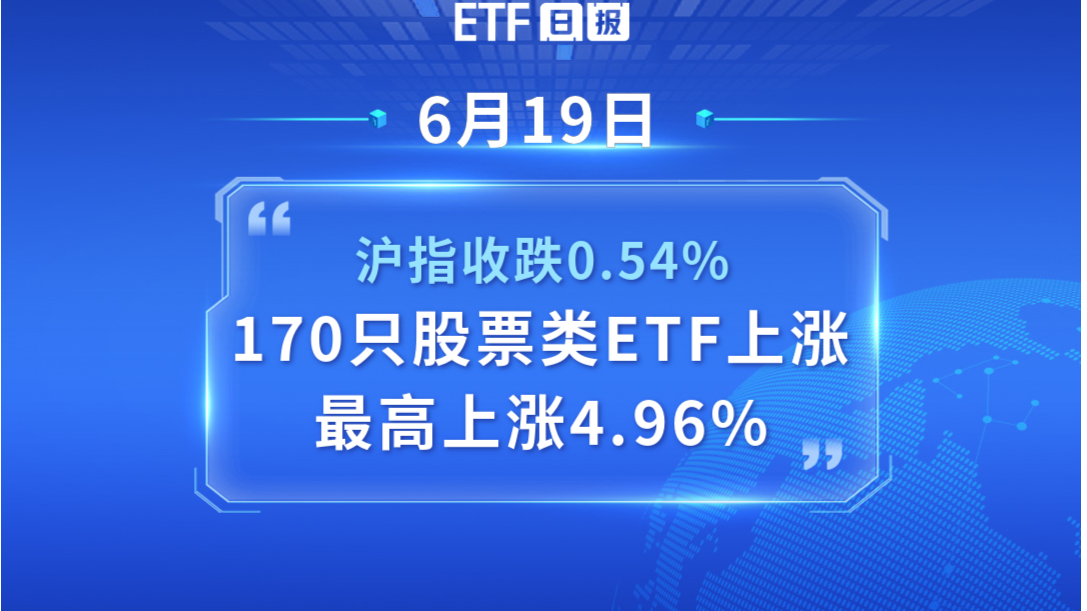 ETF日报 | 6月19日沪指收跌0.54%，170只股票类ETF上涨、最高上涨4.96%_凤凰网视频_凤凰网