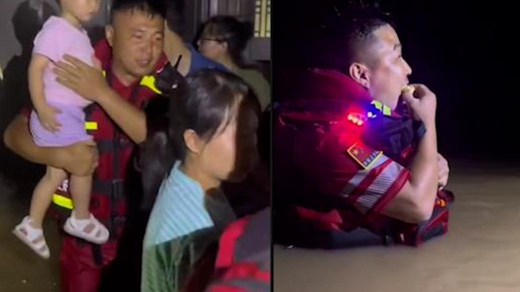 救援特写丨队员在冰冷的水中吃东西充饥,手冻得一直发抖凤凰网视频凤凰网
