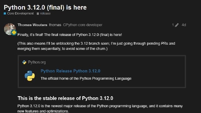 Python3.12版本正式推出：f-string 解析改进，整体性能提升5%_凤凰网