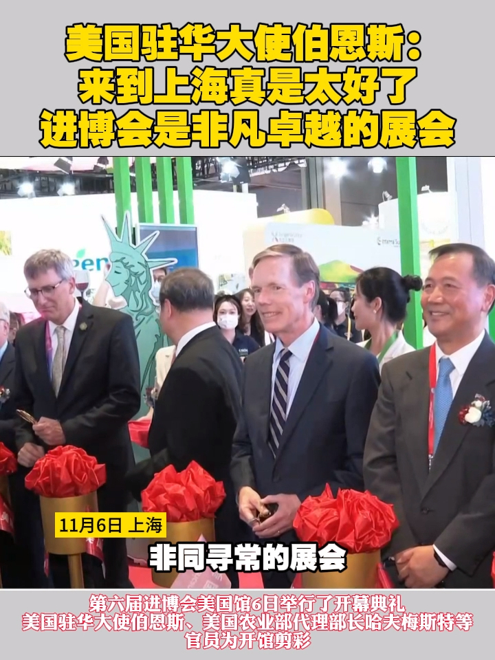 美国驻华大使伯恩斯:来到上海真是太好了,进博会是非凡卓越的展会 进博会 美国 中美 凤凰网视频 凤凰网