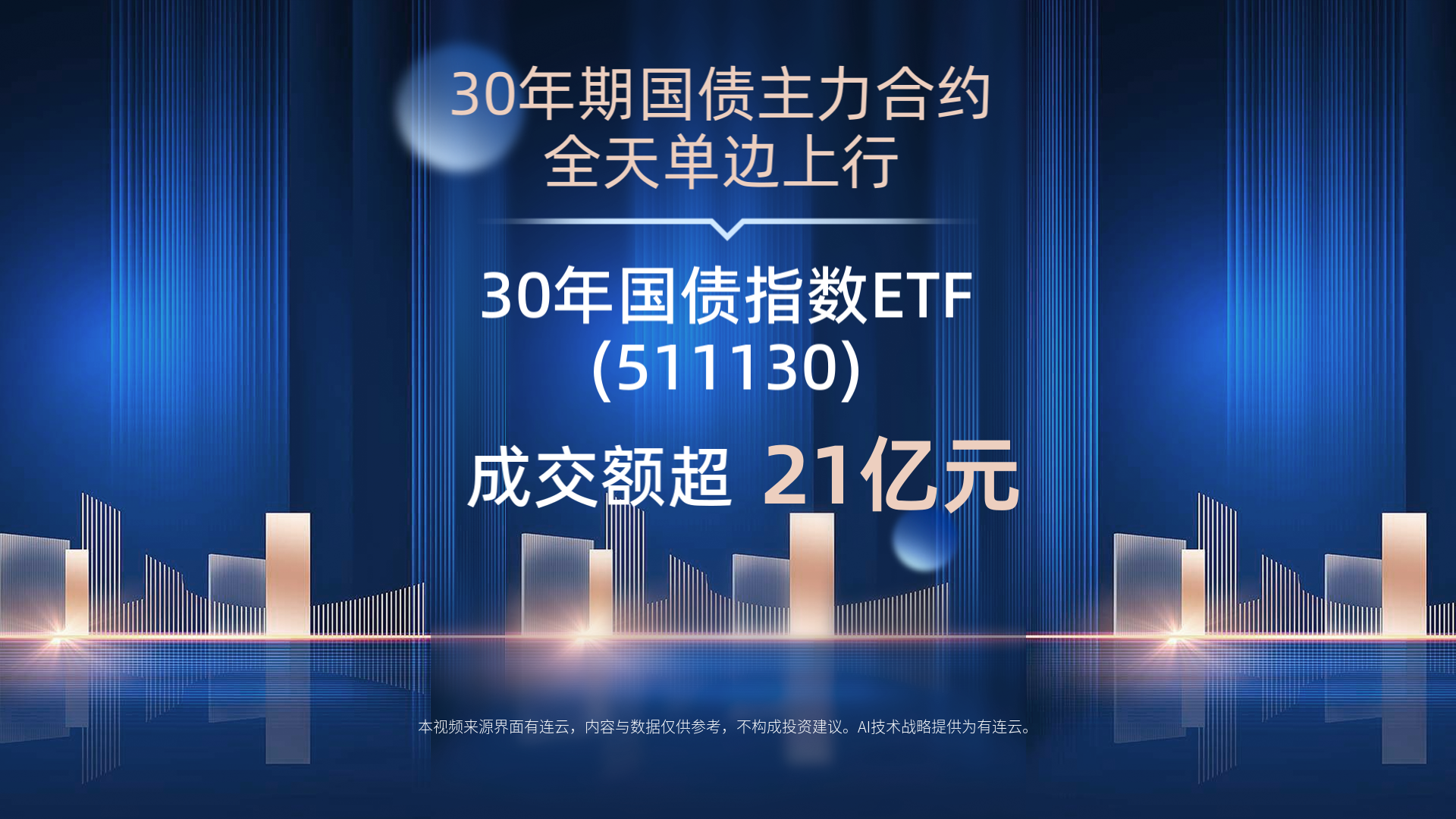 30年期国债主力合约全天单边上行 ，30年国债指数ETF(511130)成交额超21亿元_凤凰网视频_凤凰网
