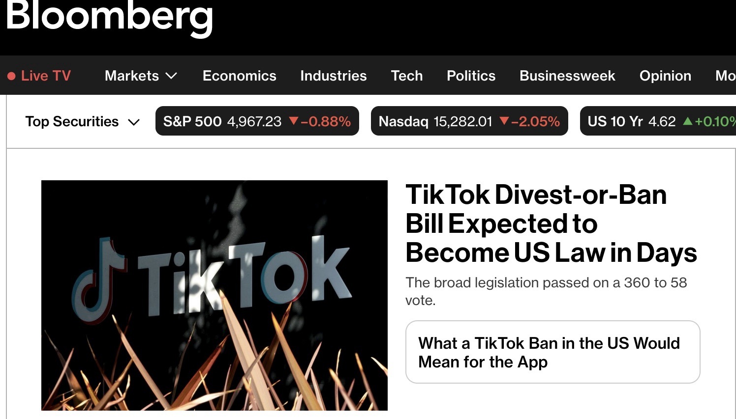 美众议院再次通过tiktok 封禁令”,外媒称或几天内被拜登签署成法律凤凰网