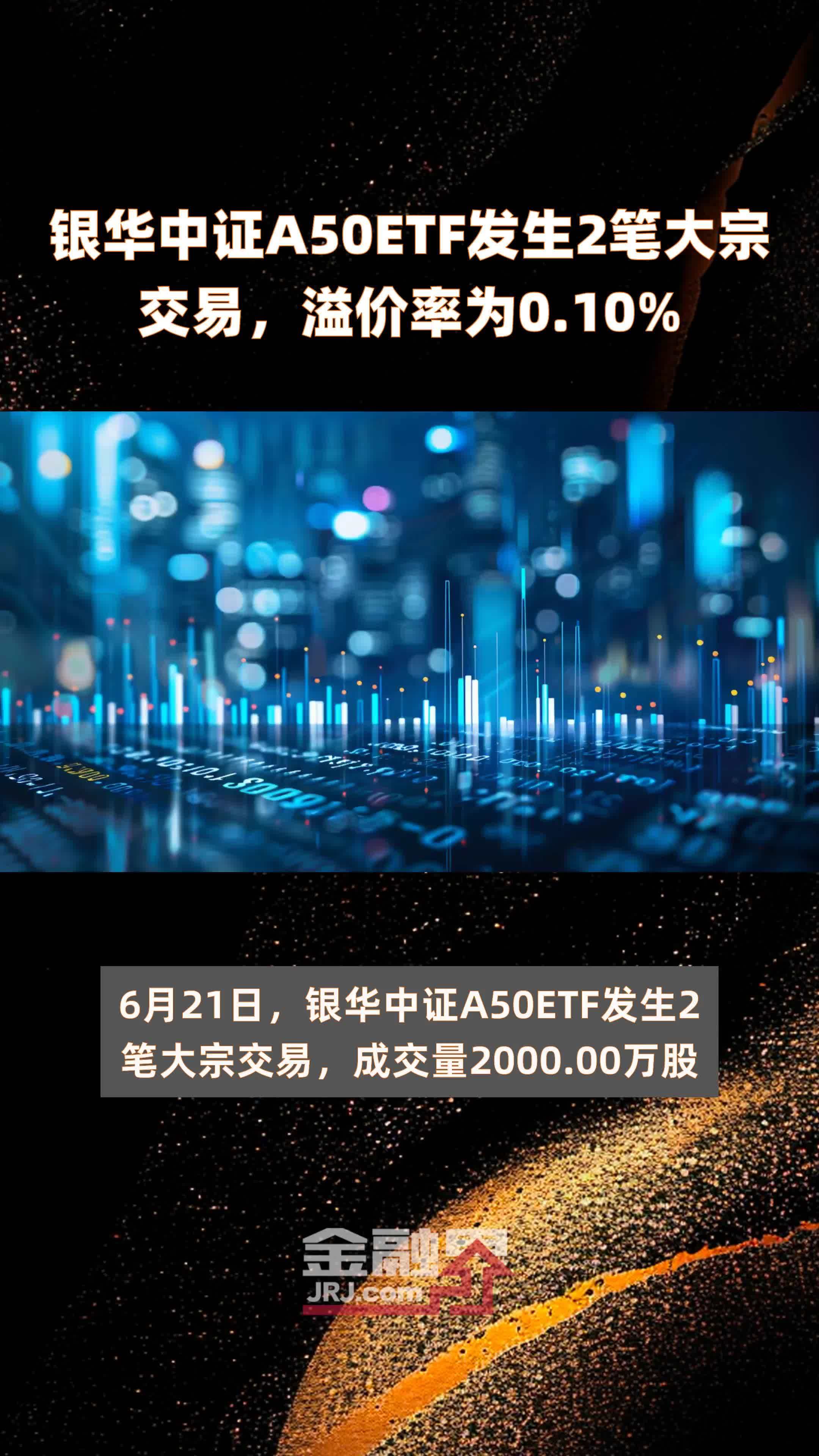 银华中证A50ETF发生2笔大宗交易，溢价率为0.10% |快报_凤凰网视频_凤凰网