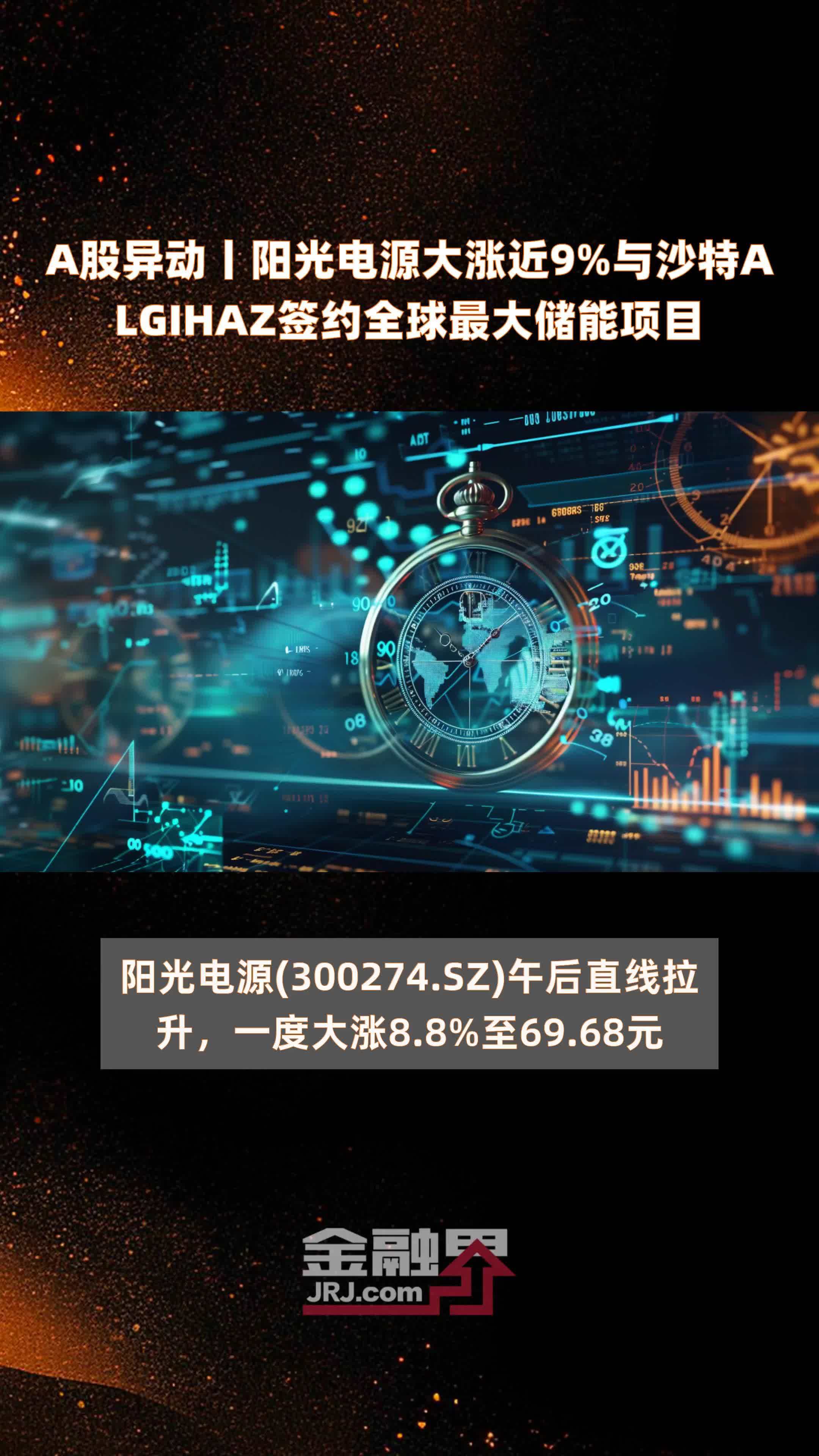 A股异动丨阳光电源大涨近9%与沙特ALGIHAZ签约全球最大储能项目 |快报_凤凰网视频_凤凰网