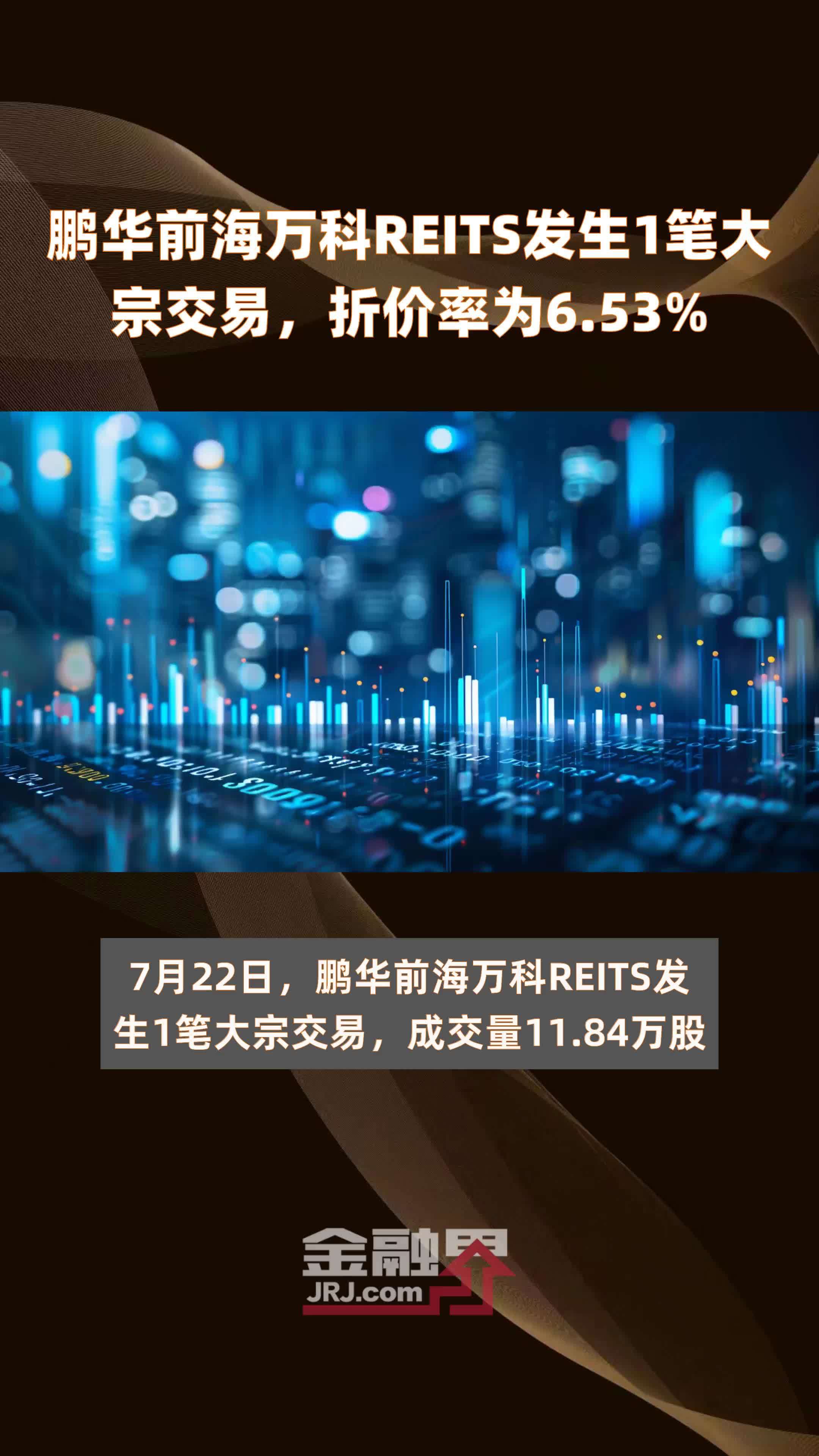 鹏华前海万科REITS发生1笔大宗交易，折价率为6.53% |快报_凤凰网视频_凤凰网