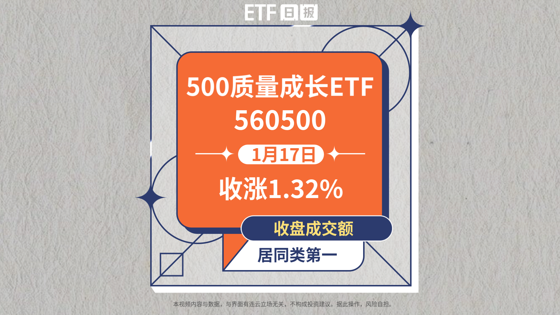 500质量成长ETF(560500)收涨1.32%，收盘成交额居同类第一_凤凰网视频_凤凰网